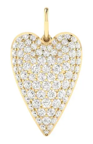 EVERLEE Domed Pavé Heart Lab Diamond Charm In 14k - Yellow Gold