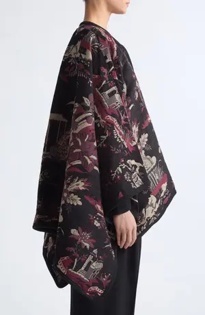 Etro Reversible Jacquard Cape - Black
