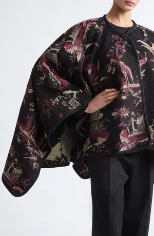 Etro Reversible Jacquard Cape - Black