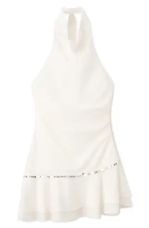 Mango Ruffled Halterneck Dress With Sequined Trim