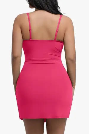 POPILUSH Sculpting Mini Dress With Deep V-neck And Side Slit