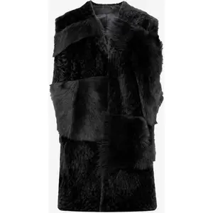 MINE BILGI Dolce Shearling Midi Vest - Black