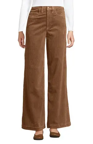 LANDS' END High Rise Wide Leg Pants - Maple Toffee