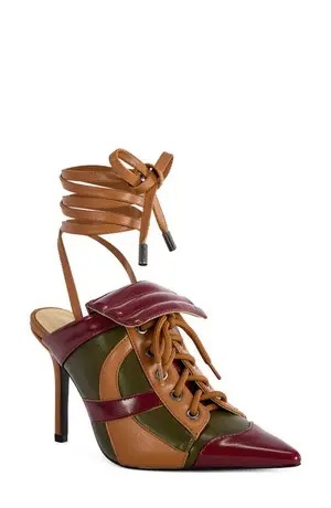 AZALEA WANG Ambre Lace-up Pointed Toe Bootie