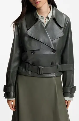 BOSS Satela Leather Jacket - Tea Leaf