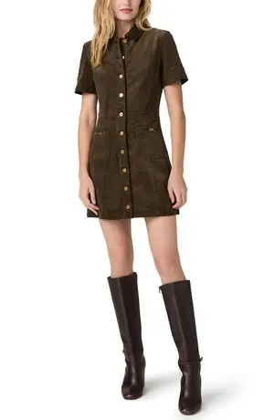 Paige Clementine Corduroy Shirt Dress With Goldtone Hardware