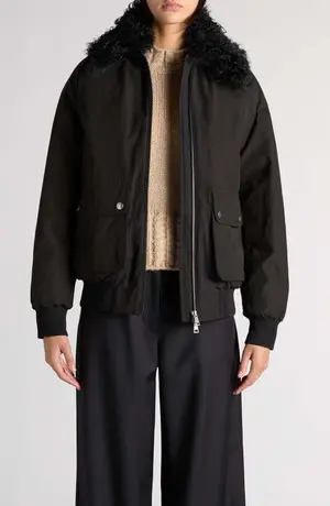Moncler Shearling Collar Bomber Jacket