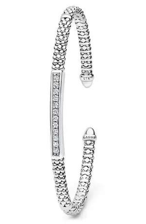 Lagos Caviar Spark Cuff With Diamonds