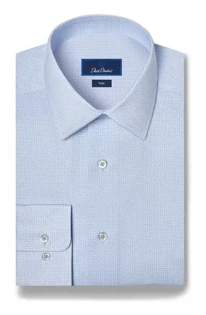 David Donahue Trim Fit Cotton Dress Shirt - Sky