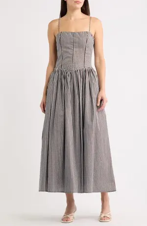 Line & Dot Chandler Fit & Flare Cotton Maxi Dress
