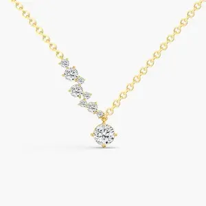 EVERLEE Starlight Asymmetrical Round Lab Diamond Necklace In 14k Yellow Gold - 2.00ctw
