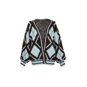 Saachi Open Argyle Knit Cardigan