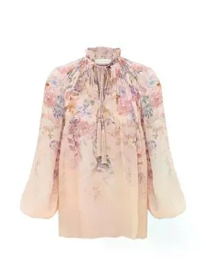 Zimmermann Floral Print Ruffled Blouse - Neutrals