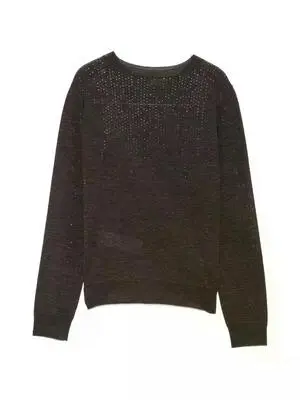 P.a.r.o.s.h Rhinestone Embellished Fine Knit Crew Neck Top