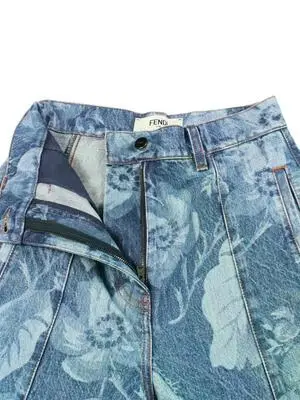 Fendi Floral Print Denim Jeans