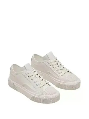 Marc Jacobs Debossed-logo Grained-leather Sneakers - Neutrals