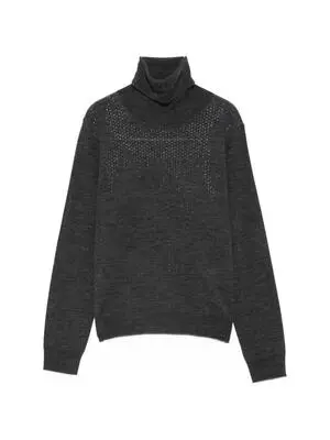 P.a.r.o.s.h Rhinestone Embellished Roll Neck Top - Grey