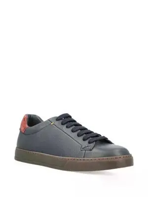 DOUCAL'S Pebbled Leather Lace-up Sneakers