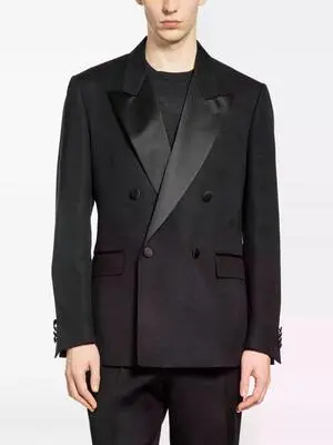 LARDINI Double-breasted Peak-lapel Suit - Black
