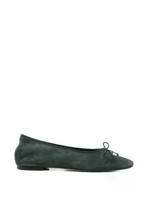 AeydĒ Suede Ballet Flats With Bow Detailing - Green