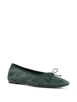 AeydĒ Suede Ballet Flats With Bow Detailing - Green