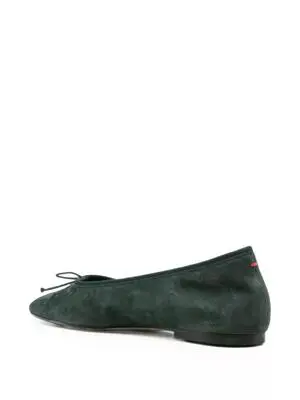AeydĒ Suede Ballet Flats With Bow Detailing - Green