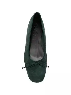 AeydĒ Suede Ballet Flats With Bow Detailing - Green