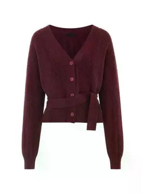 DONDUP Ribbed-knit Cardigan With Detachable Waist Belt