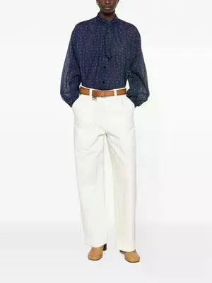 FORTE_FORTE Geometric-print Tie-neck Shirt