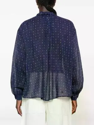 FORTE_FORTE Geometric-print Tie-neck Shirt
