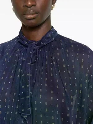 FORTE_FORTE Geometric-print Tie-neck Shirt