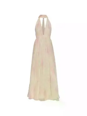 LoveShackFancy Lilah Floral Print Silk Maxi Dress - Neutrals
