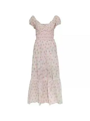 LoveShackFancy Amandla Floral-print Tiered Maxi Dress - Pink