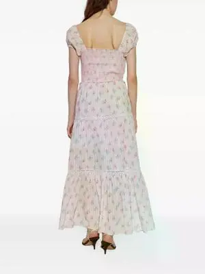 LoveShackFancy Amandla Floral-print Tiered Maxi Dress - Pink
