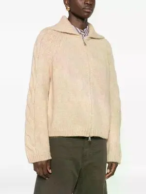 Moncler Cable-knit Zip-up Sweater - Neutrals