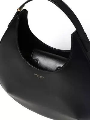 Giorgio Armani Logo Stamp Leather Tote Bag