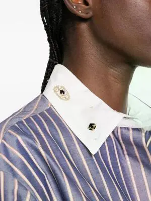 FORTE_FORTE Striped Crystal Embellished Shirt