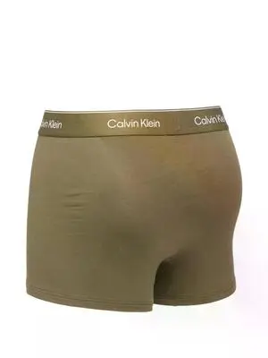 Calvin Klein Logo-waistband Trunks Set Of Three - Neutrals