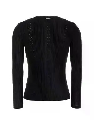 Calvin Klein Ribbed Knit V-neck Cardigan With Pointelle Details