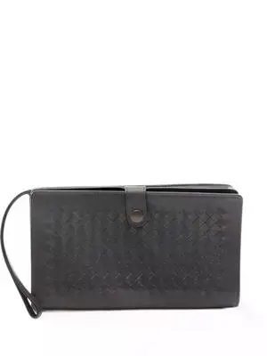 Bottega Veneta 2000s Intrecciato Wrist Strap Clutch Bag - Grey