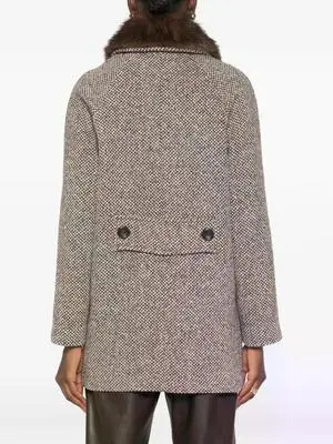 Liu Jo Herringbone Faux-fur Collar Coat