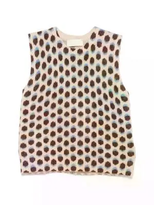 I BLUES Polka-dot Knitted Vest
