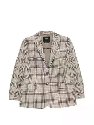 TWINSET Checked Wool Blazer With Notched Lapels
