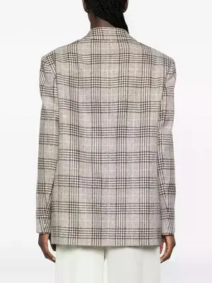 TWINSET Checked Wool Blazer With Notched Lapels