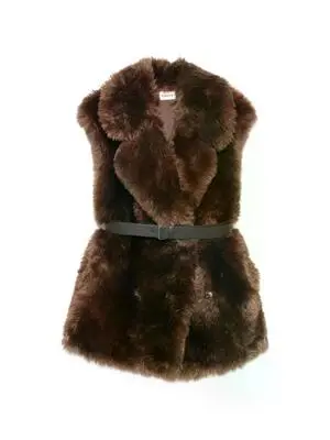 P.a.r.o.s.h Faux-fur Belted Waistcoat - Brown