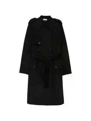 Liu Jo Double-breasted Belted Coat With Notched Lapels - Black