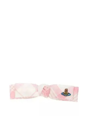 VIVIENNE WESTWOOD Orb-embroidered Checked Hair Clip - Neutrals
