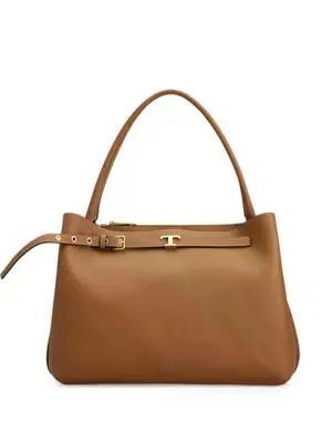 TOD'S Leather Handbag With T Signature Detail - Brown
