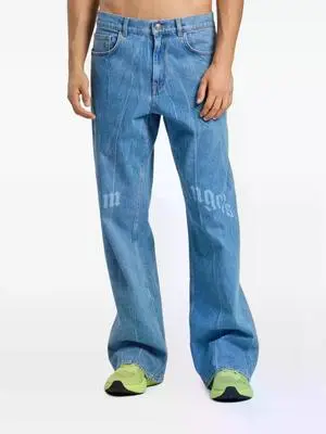 Palm Angels Logo Print Paneled Jeans