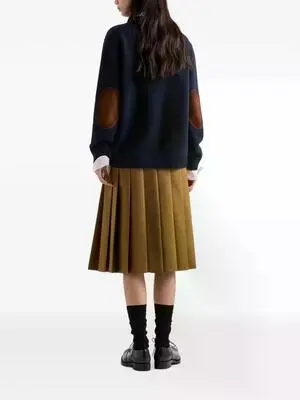 Prada Wool Oversized Sweater With Suede Elbow Patches